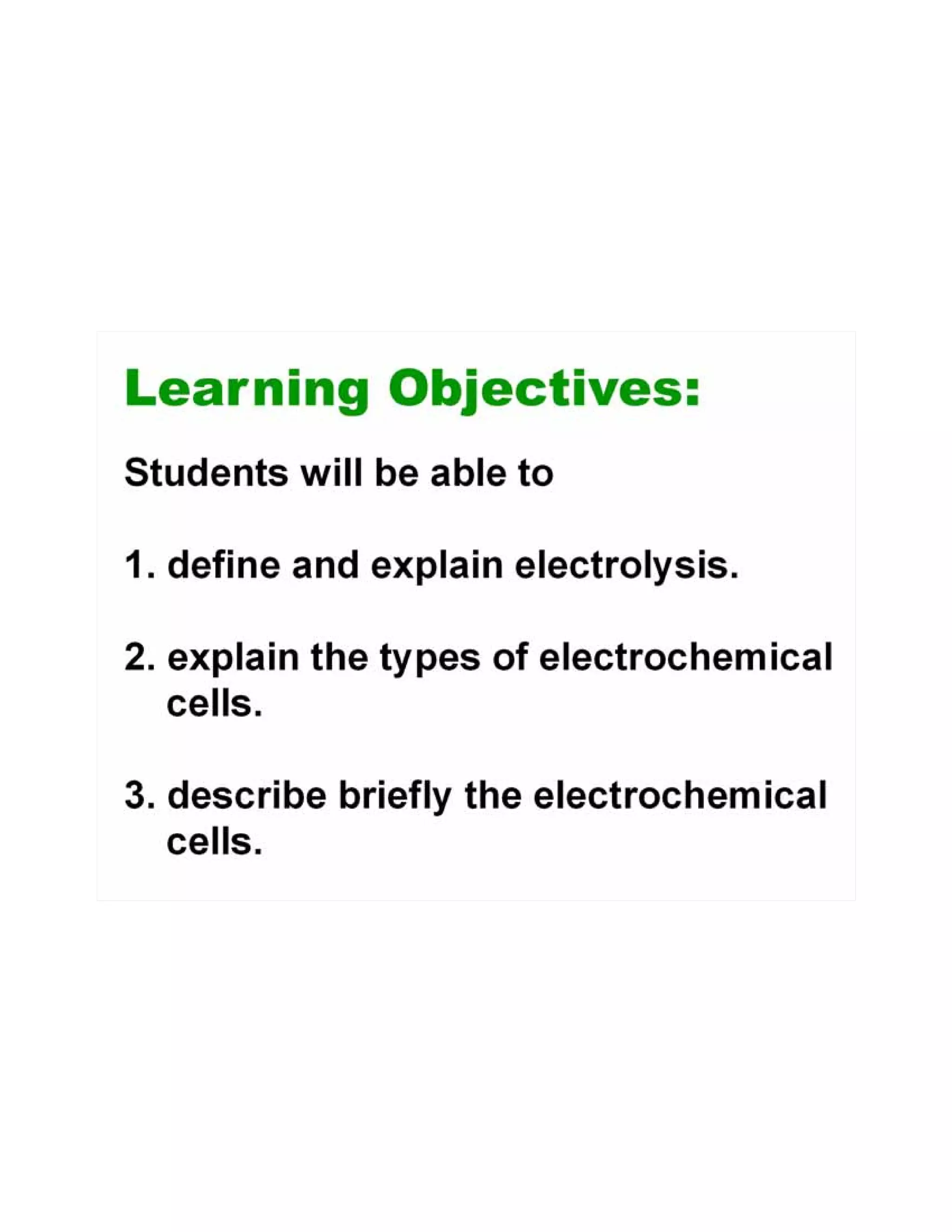 Electrochemical cells | PDF