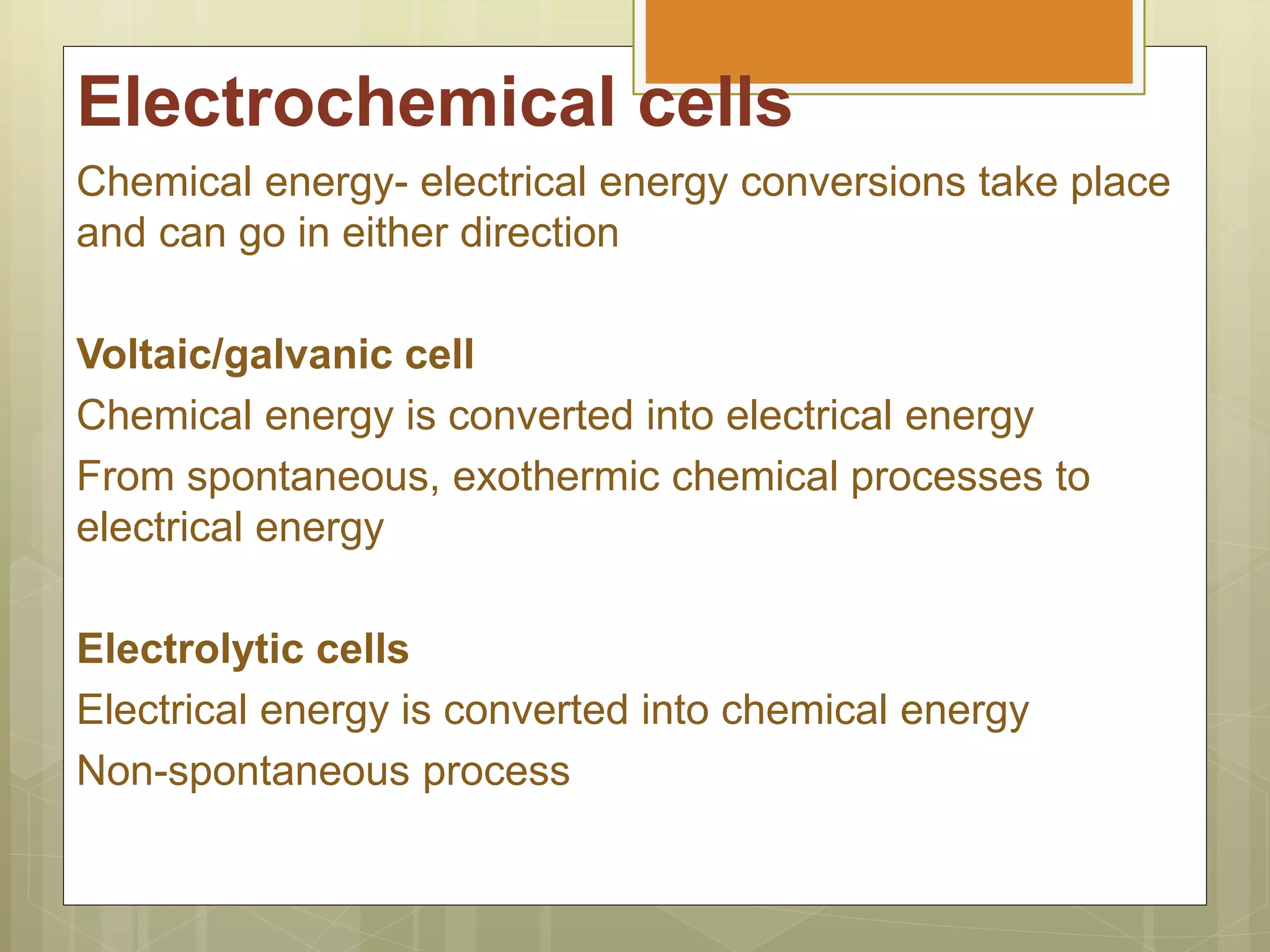 IB Chemistry SL Electrochemical cells | PPTX