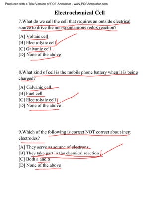 Electrochemical cell solutions | PDF