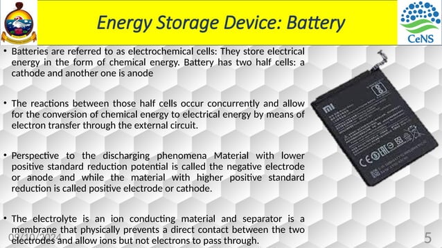 electrochemical energy storage devices.pptx | Chemistry | Science
