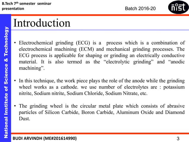 Electrochemical grinding | PPT | Chemistry | Science