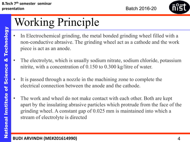 Electrochemical grinding | PPT | Chemistry | Science