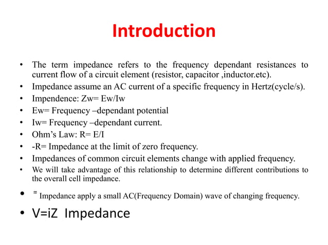 Electrochemical impedance spectroscopy | PPTX | Chemistry | Science