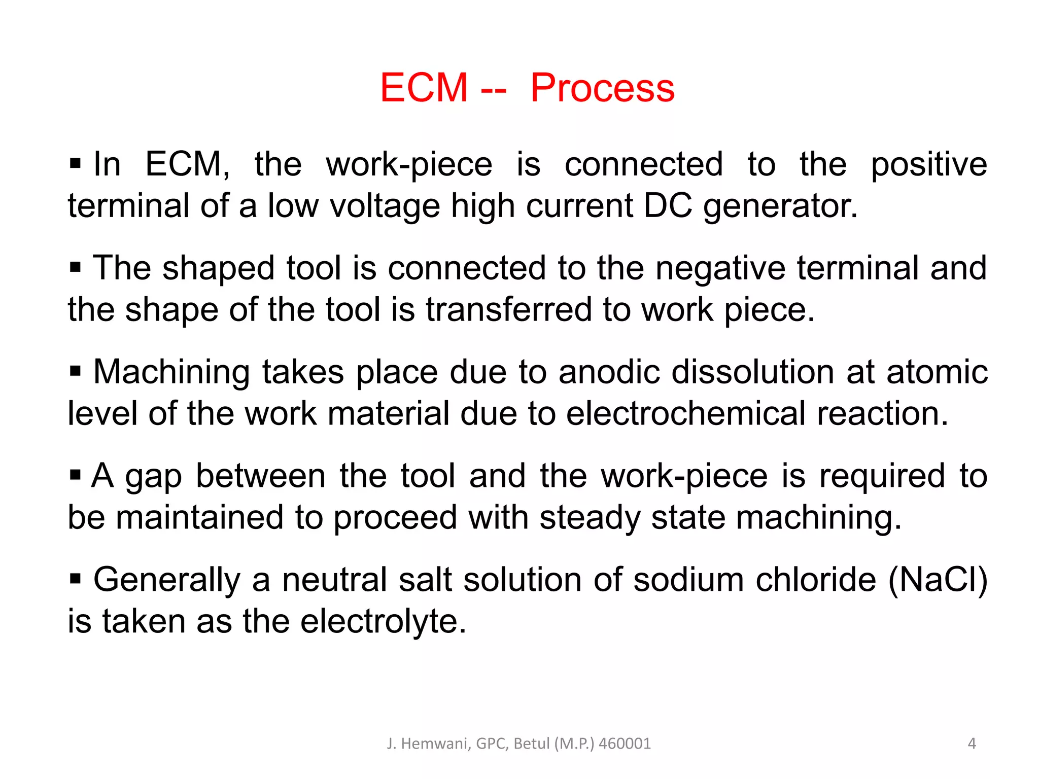 Electro chemical machining | PPT