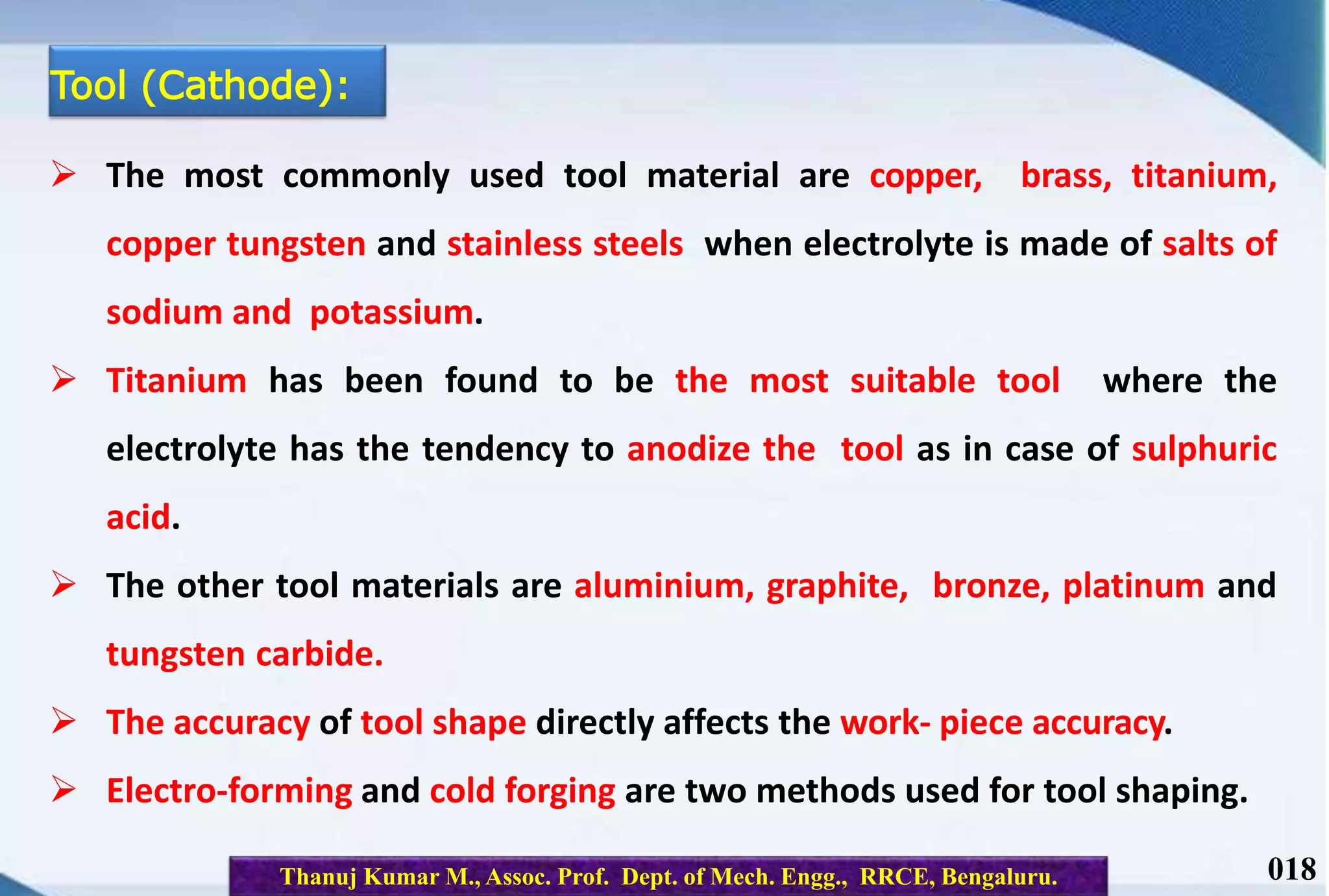 Electro chemical machining - Thanuj Kumar M | PPTX