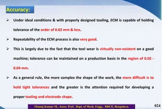 Electro chemical machining - Thanuj Kumar M | PPTX