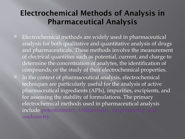Electrochemical methods of analysis.pptx | Chemistry | Science
