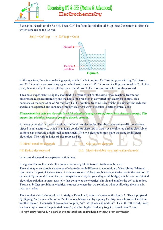 Electrochemistry Notes for Class 12 JEE and JEE Advanced PDF | PDF