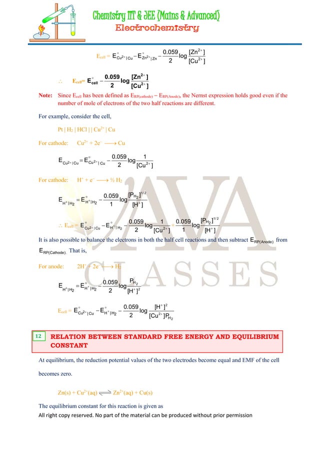 Electrochemistry Notes for Class 12 JEE and JEE Advanced PDF | PDF