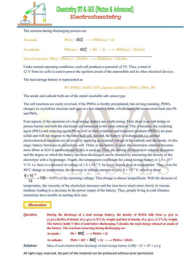 Electrochemistry Notes for Class 12 JEE and JEE Advanced PDF | PDF