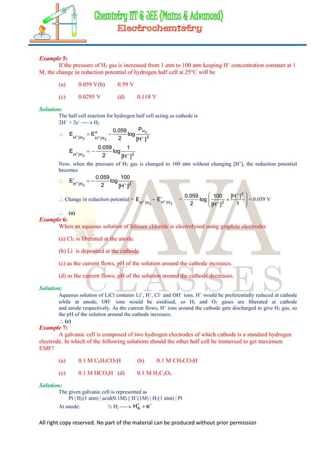 Electrochemistry Notes for Class 12 JEE and JEE Advanced PDF | PDF