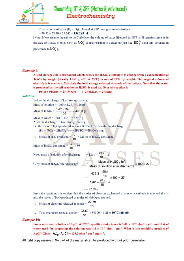Electrochemistry Notes for Class 12 JEE and JEE Advanced PDF | PDF