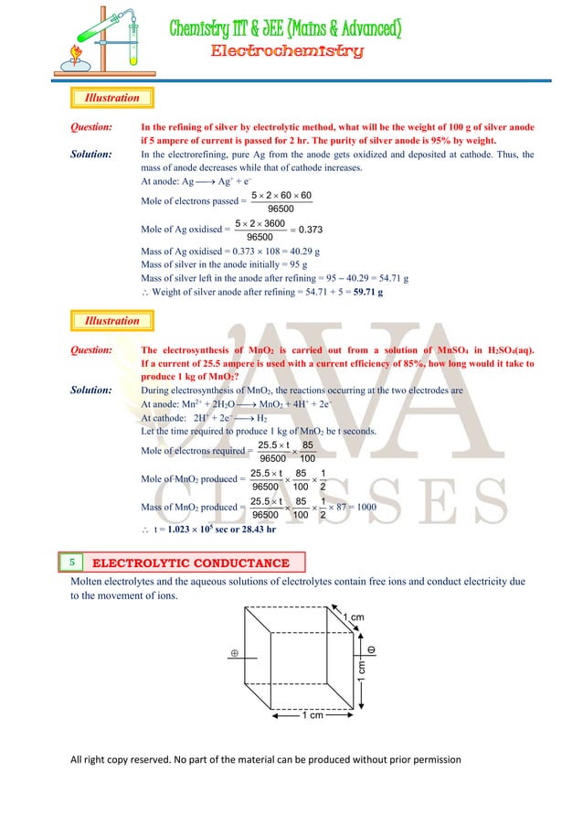 Electrochemistry Notes for Class 12 JEE and JEE Advanced PDF | PDF