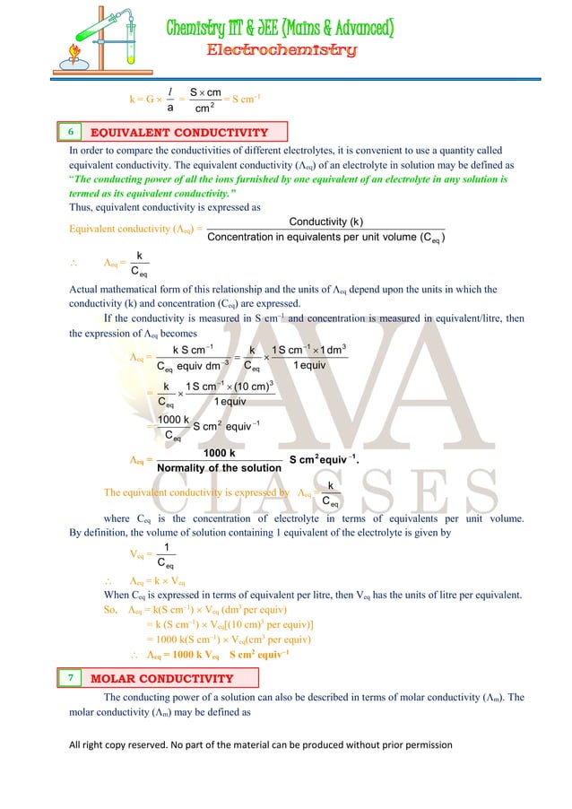 Electrochemistry Notes for Class 12 JEE and JEE Advanced PDF | PDF
