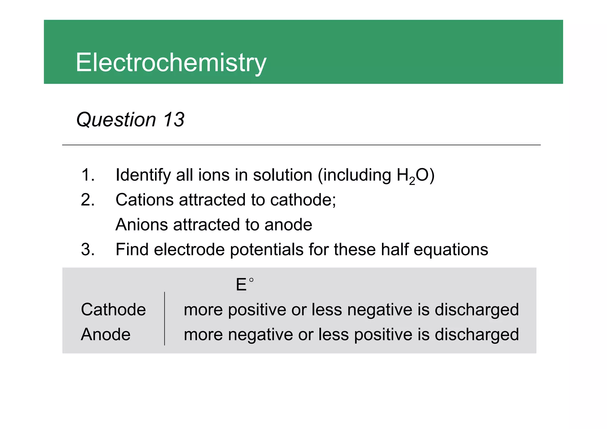 Electrochemistry (Exercise) | PDF