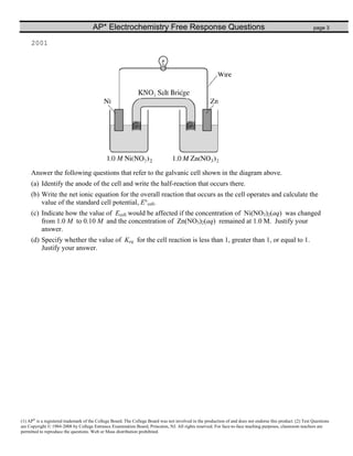 Electrochemistry fr worksheet | PDF