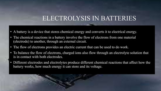 electrochemistry in batteries detail description | PPT