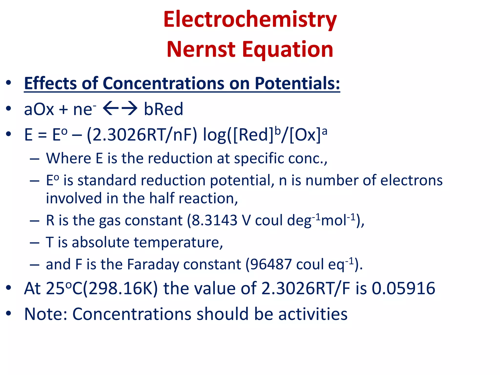 Electrochemical Cells and Electrode Potentials | PPT