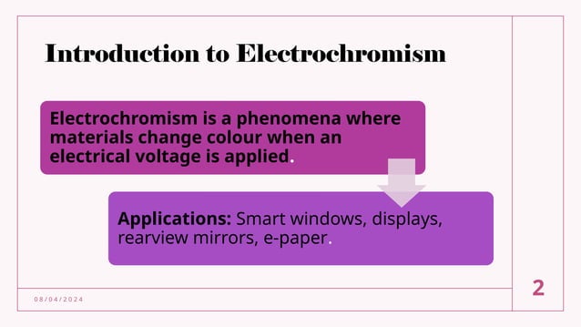 Electrochromic materials and different p | PPTX