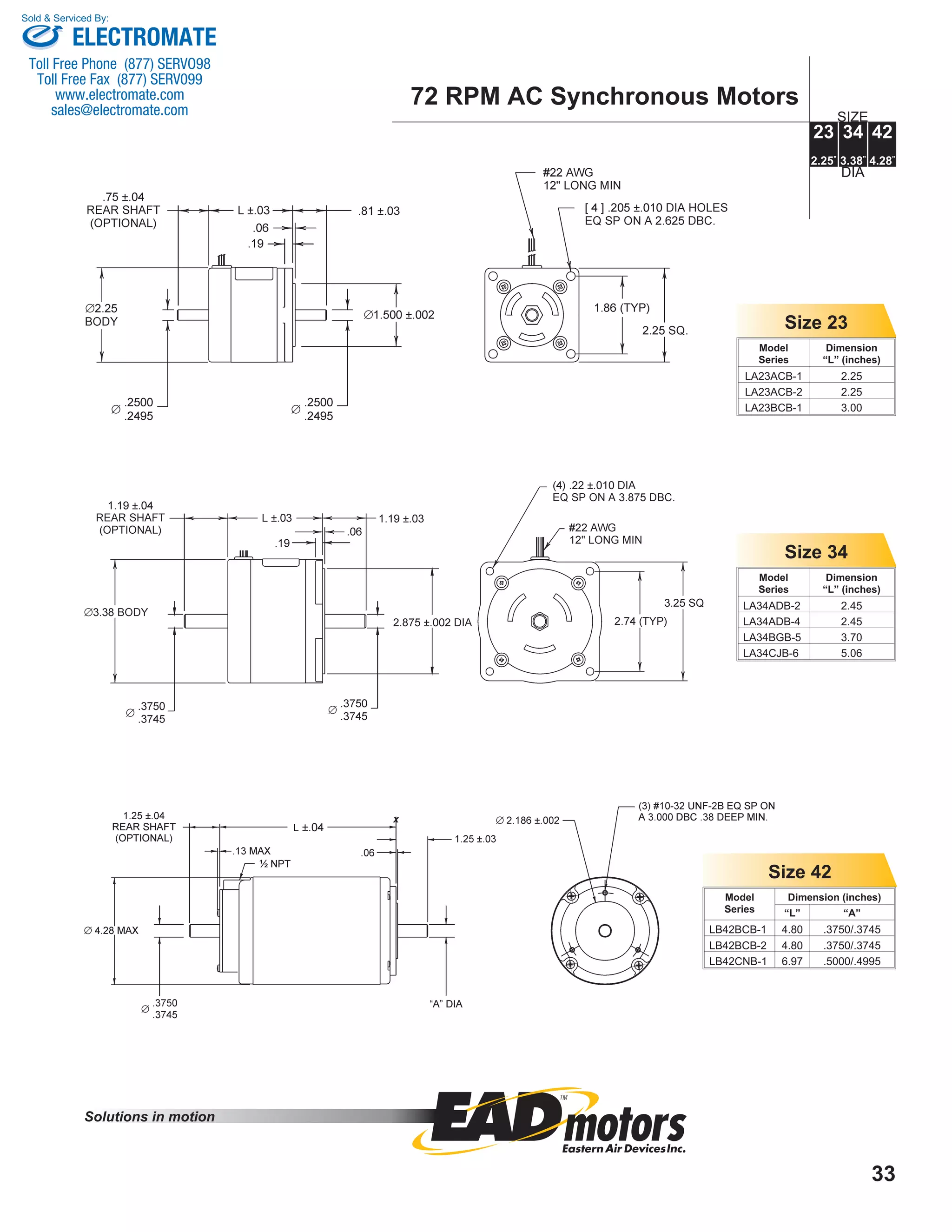 Electrocraft 72 rpm_sync_specsheet | PDF