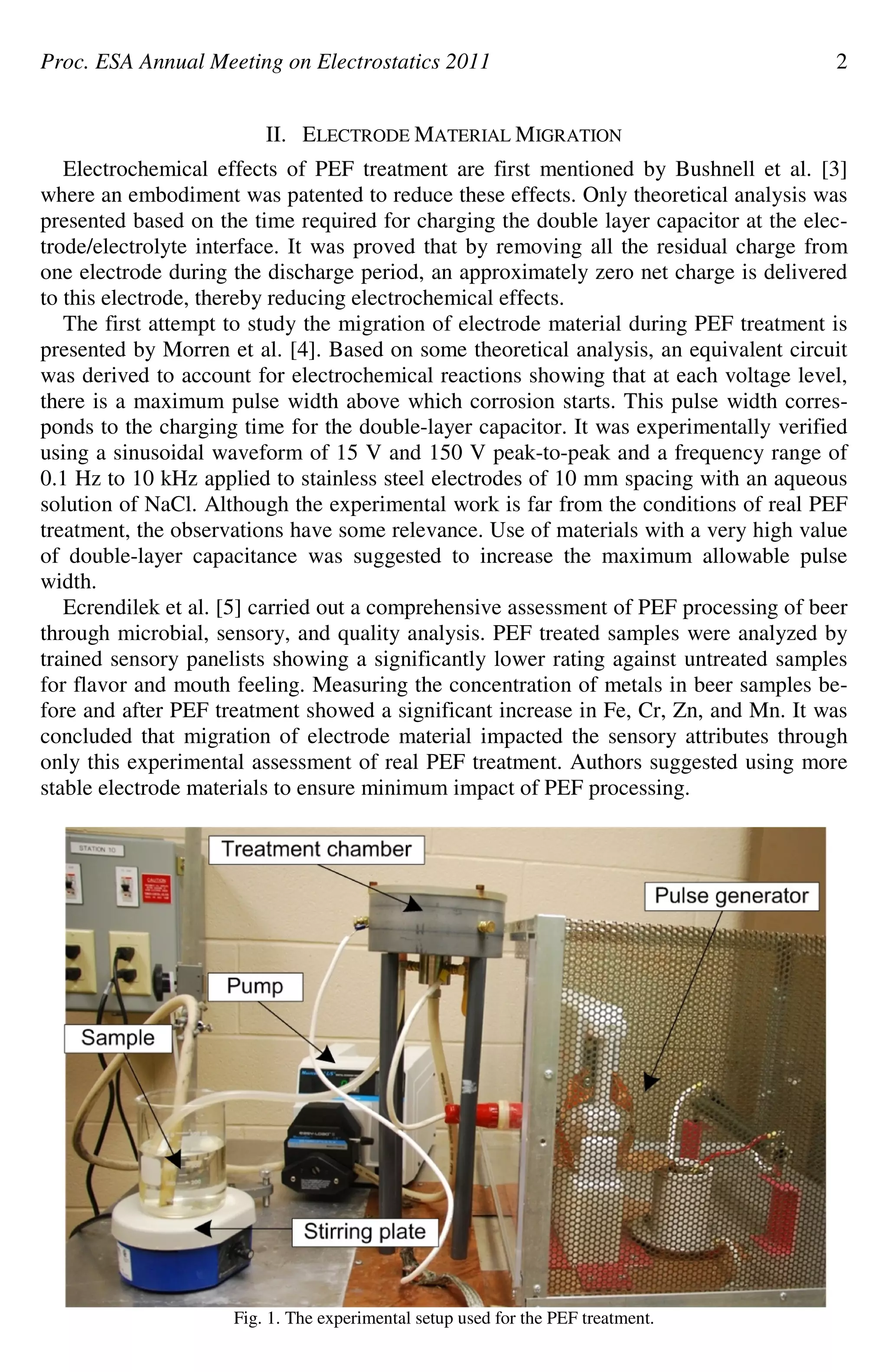 Electrode Material Migration During Pulsed Electric Field (PEF ...