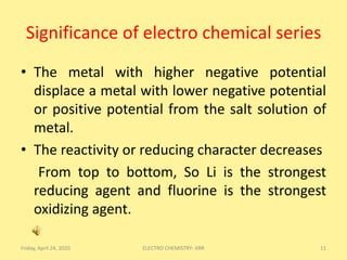 Ele ctrode potential, electrochemical series | PPTX
