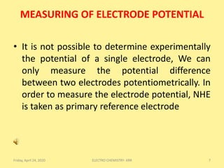 Ele ctrode potential, electrochemical series | PPTX