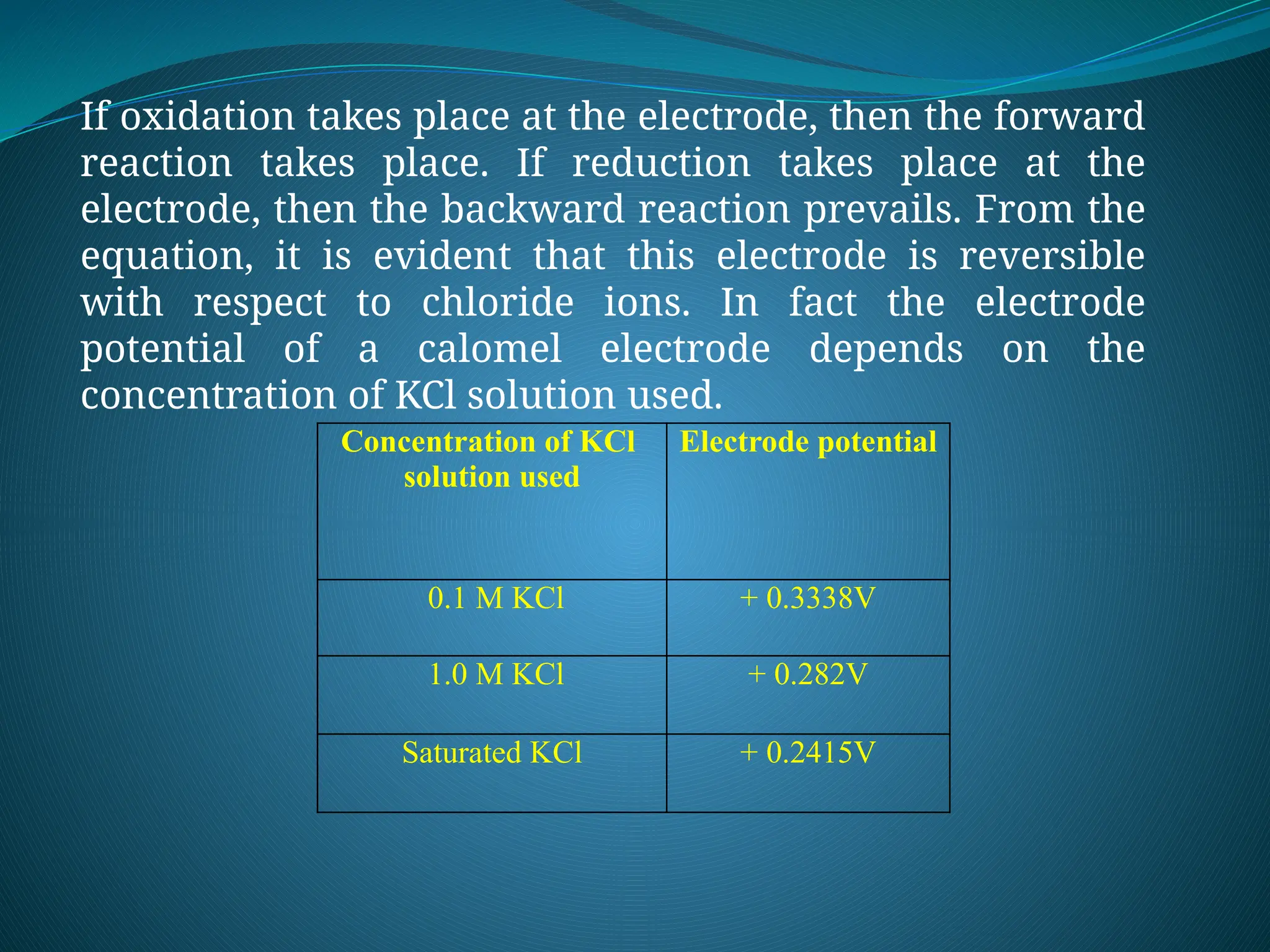 Type of electrode, reference electrode, calomel and silver silver ...