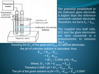 Type of electrode, reference electrode, calomel and silver silver ...
