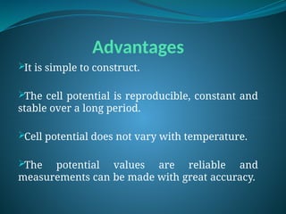 Type of electrode, reference electrode, calomel and silver silver ...
