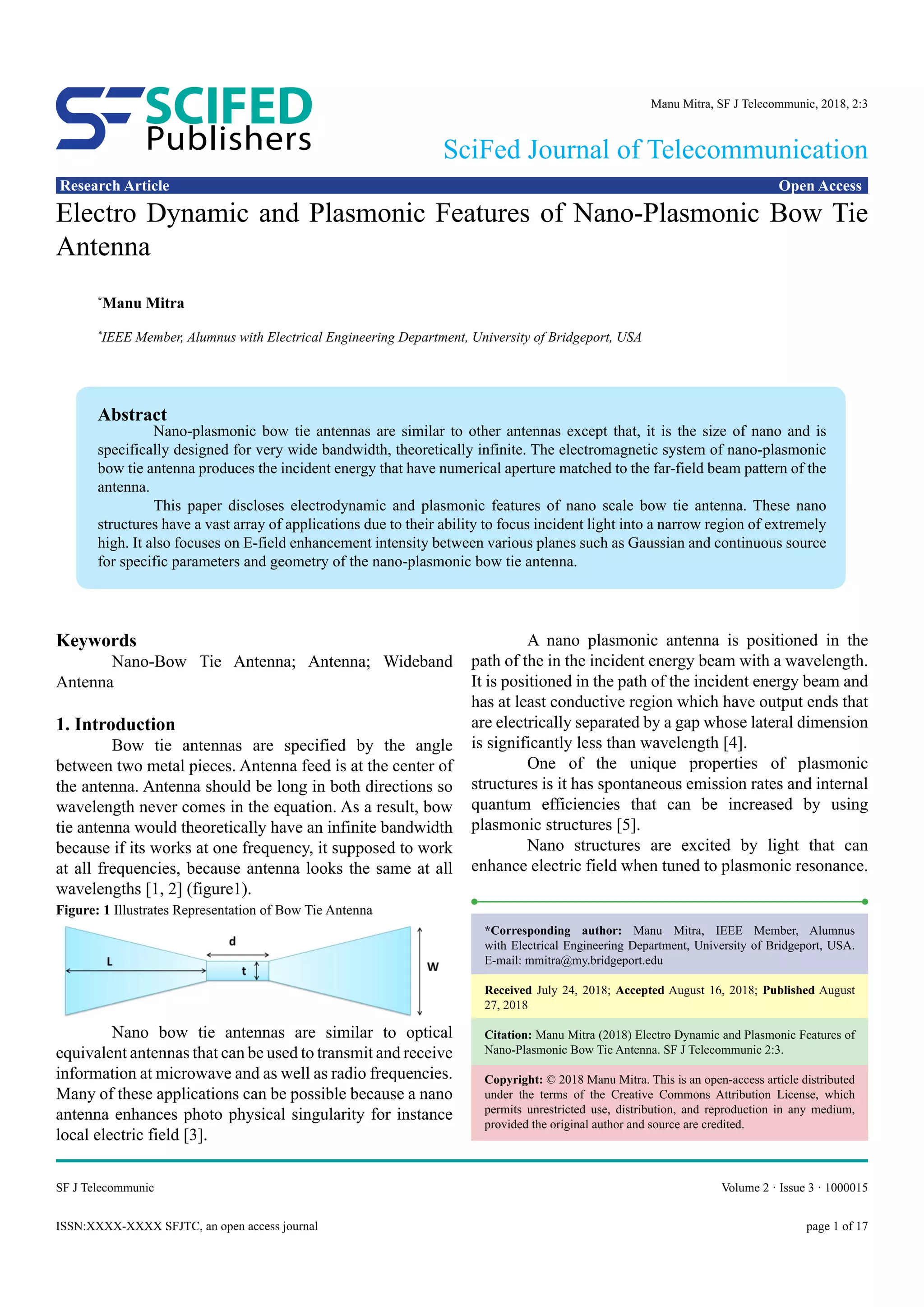 Nano-Plasmonic Bow Tie Antenna | PDF