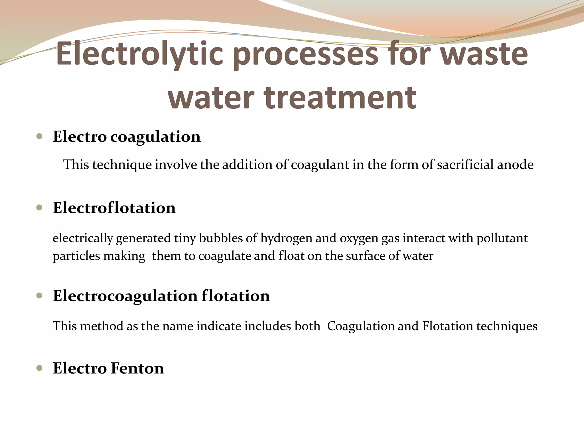 introduction and advancement Electro fenton processes for waste water ...