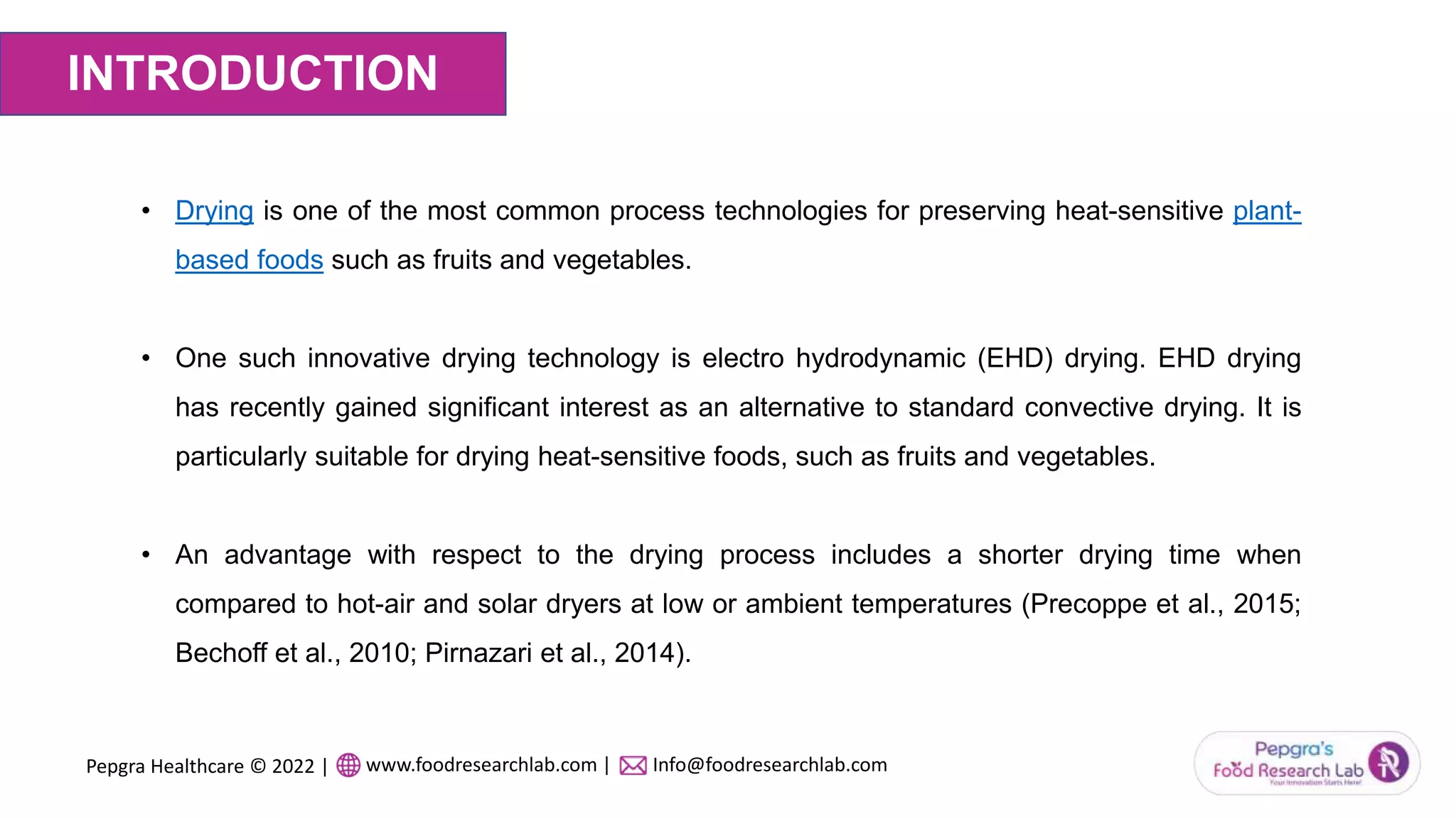 Electro Hydrodynamic Drying Technology In Food Industry | PPTX