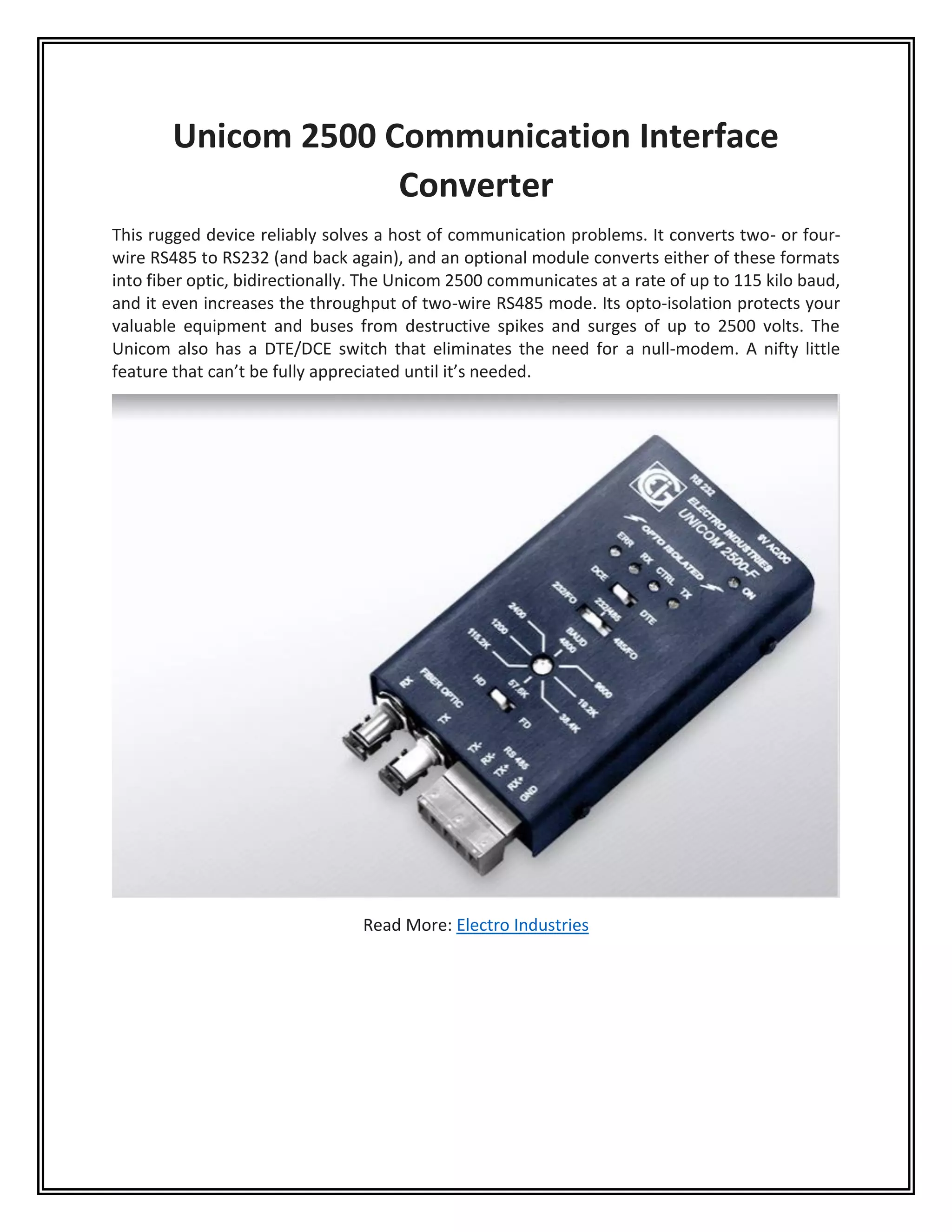 Communication Converter Energy Reporting Products | Electro industries ...