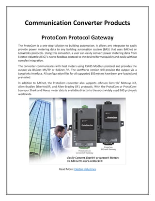 Communication Converter Energy Reporting Products | Electro industries ...