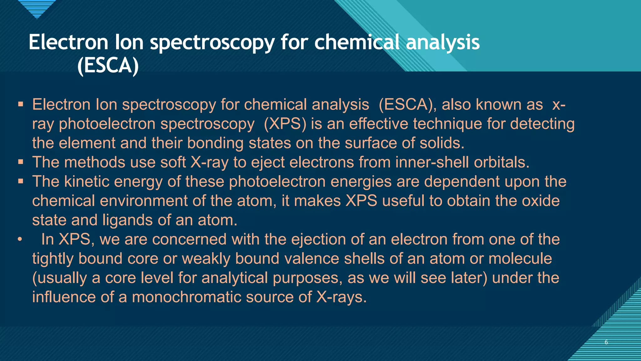 Electron and ion spectroscopy. | PPTX