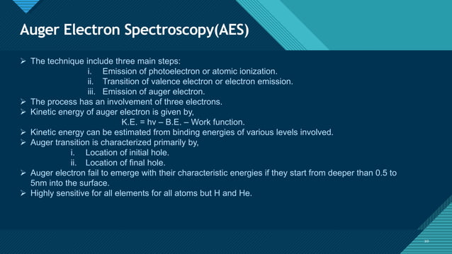 Electron and ion spectroscopy. | PPTX