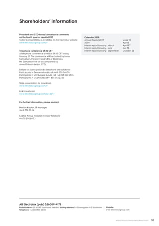 Electrolux Consolidated Results 2017 - Report | PDF