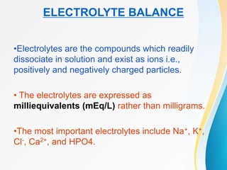 ELECTROLYTE.ppt | Endocrine and Metabolic Diseases | Diseases and ...