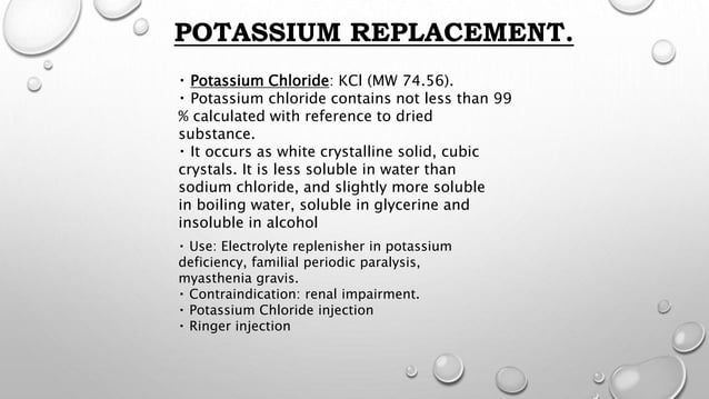 Electrolyte replacement therapy by nilesh sharma | PPTX | Chemistry ...