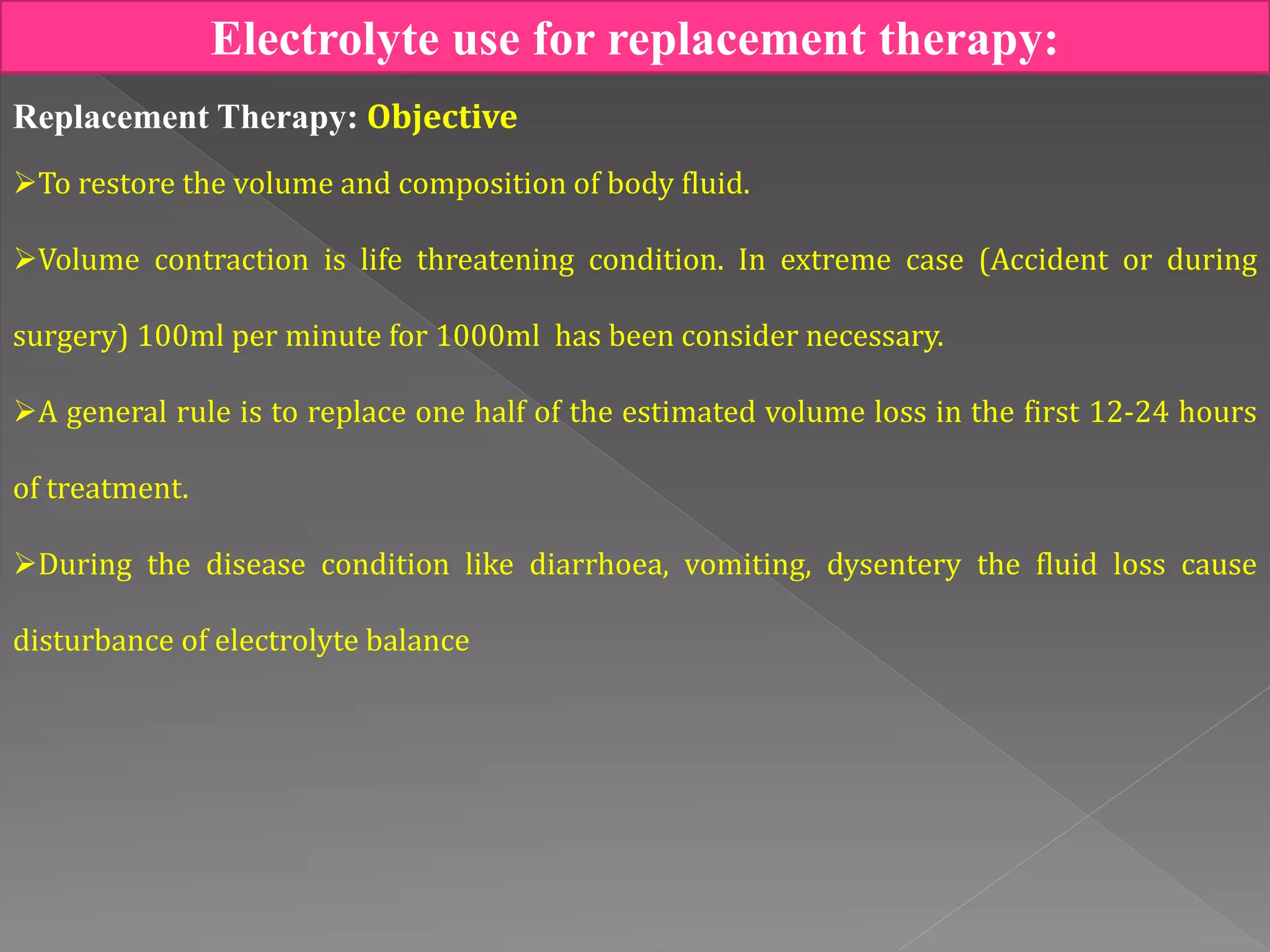 Electrolyte replenishers in Inorganic chemistry / Body therapy | PPT
