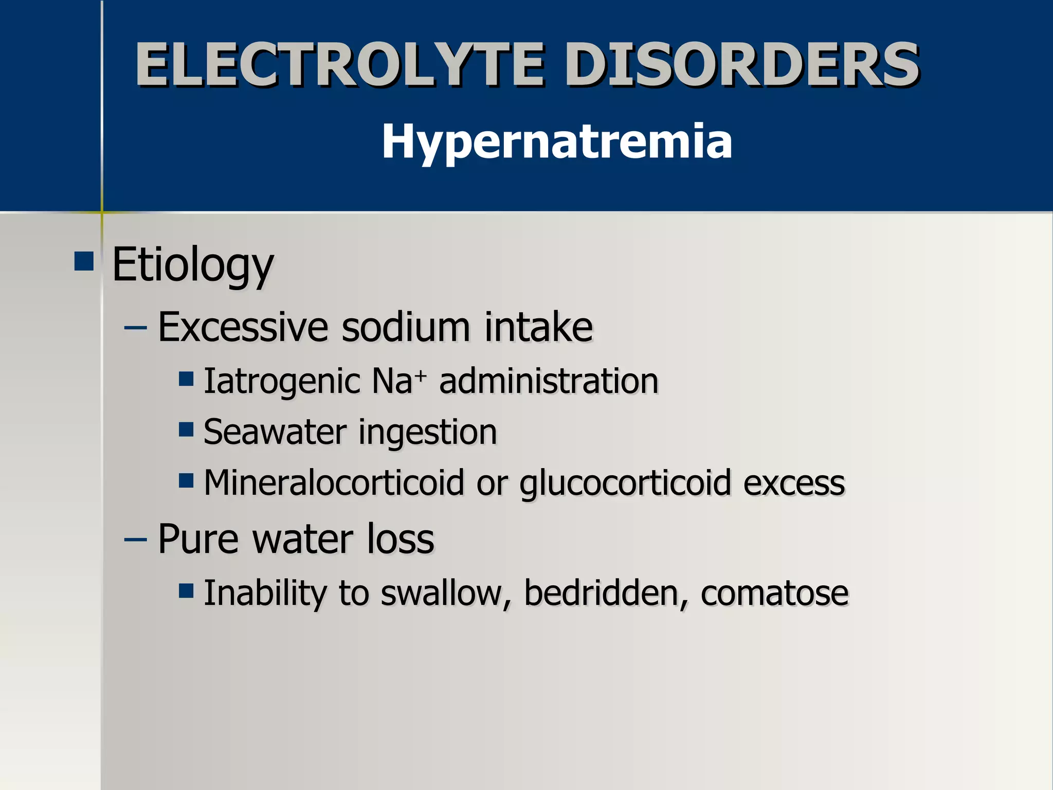 Electrolytes Disorders | PPT