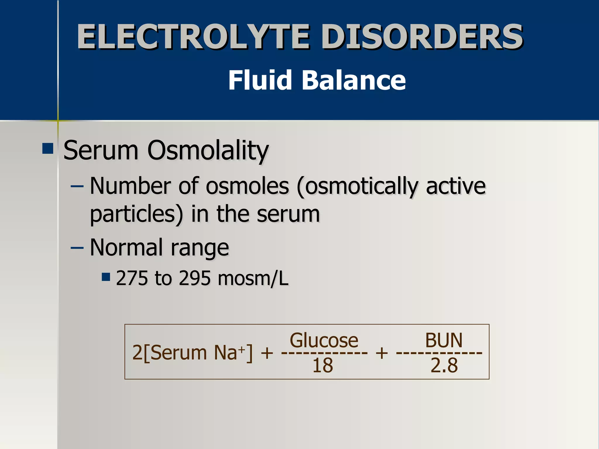 Electrolytes Disorders | PPT