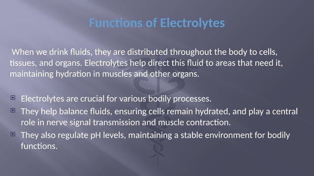 Essential aspects of Electrolytes in Body FluidsElectrolytes in Body ...