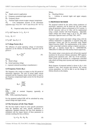 Electrolytic capacitor online failure detection and life prediction methodology | PDF