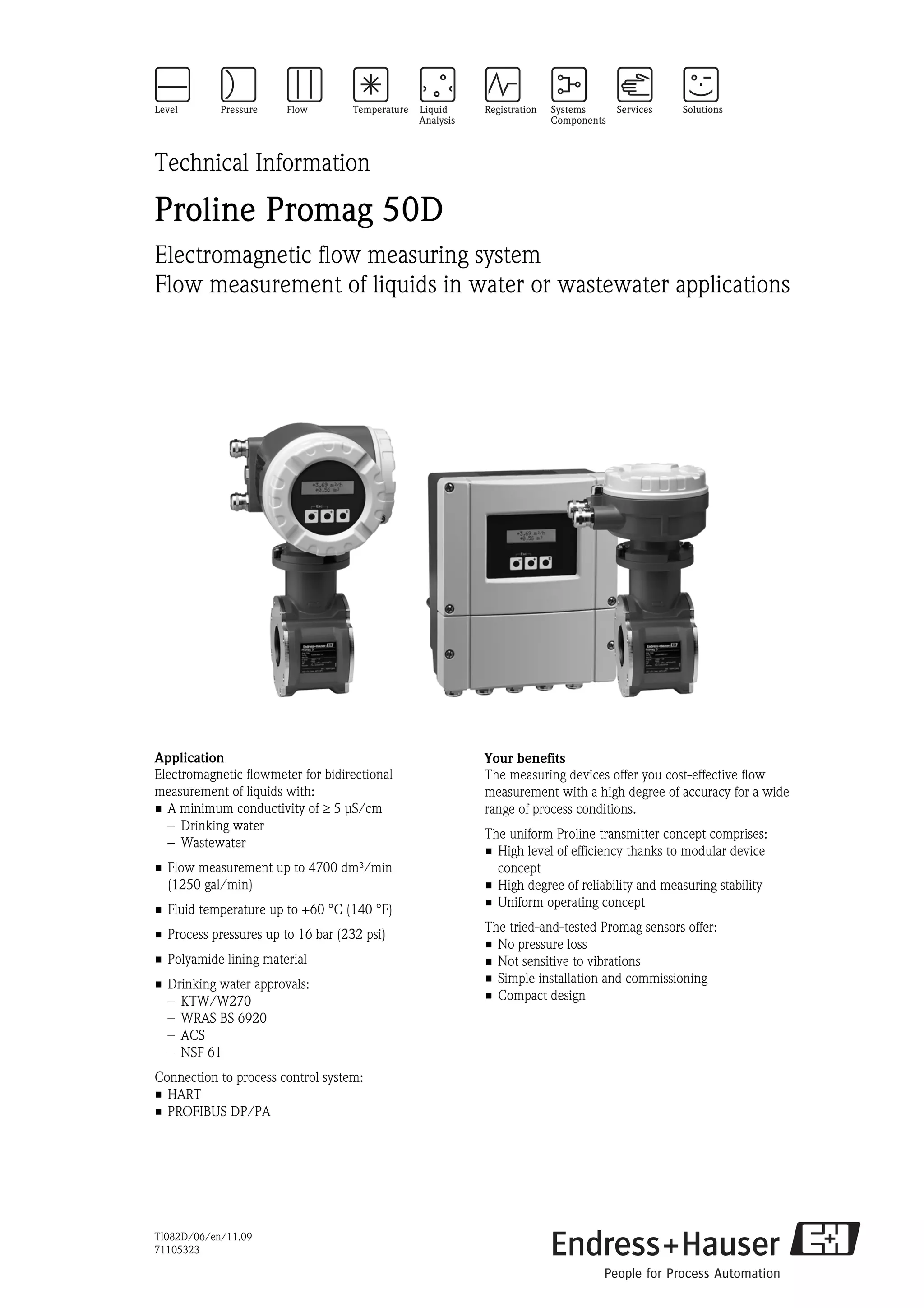 Electromagnetic flowmeter - Proline Promag 50D | PDF | Technology ...