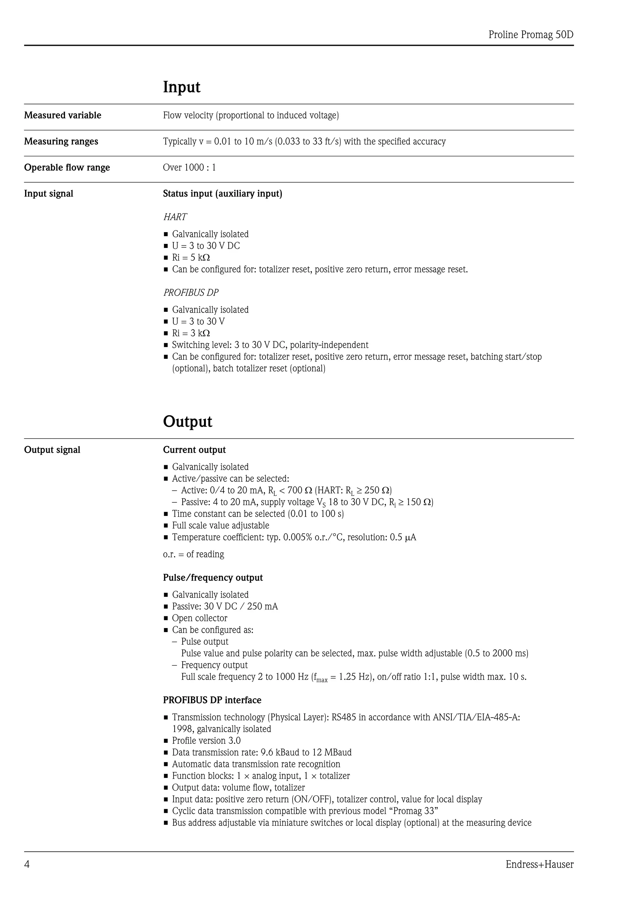 Electromagnetic flowmeter - Proline Promag 50D | PDF | Technology ...