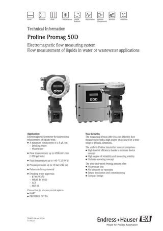 Electromagnetic flowmeter - Proline Promag 50D | PDF | Technology ...