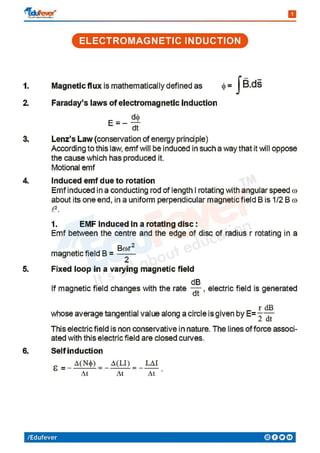 Electromagnetic Induction - Physics Revision Notes | PDF