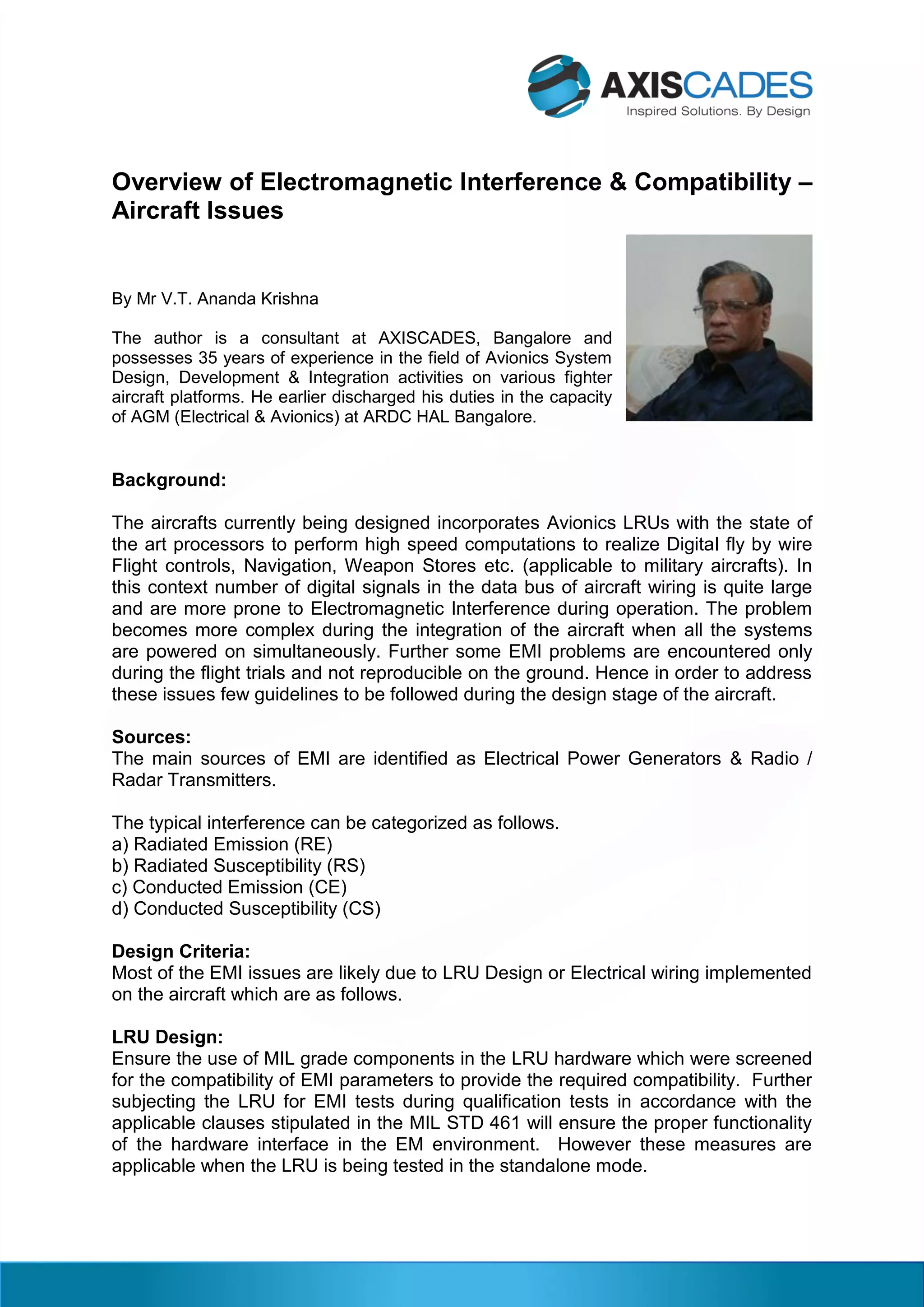 Electromagnetic Interference and Compatibility - Aircraft issues | PDF